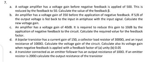 Solved A A Voltage Amplifier Has A Voltage Gain Before