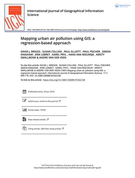 Mapping Urban Air Pollution Using Gis A Regression Based Approach Pdf