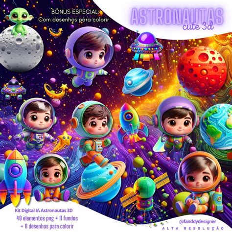 Kit Digital Astronauta Cute Elo7 Produtos Especiais