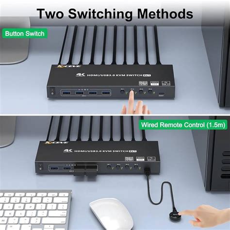 4 Port 4k60hz Hdmi Usb30 Kvm Switch With Wired Remote Controller