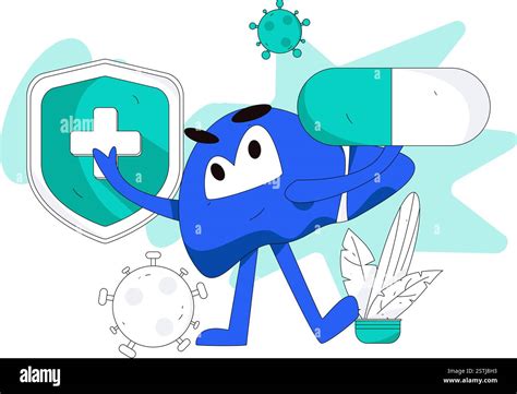 National Liver Protection Day Medical Characters Flat Vector Concept