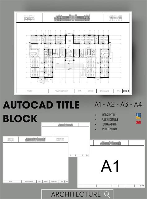 Editable Architectural Title Block Template Autocad Dwg And Pdf A1 A2