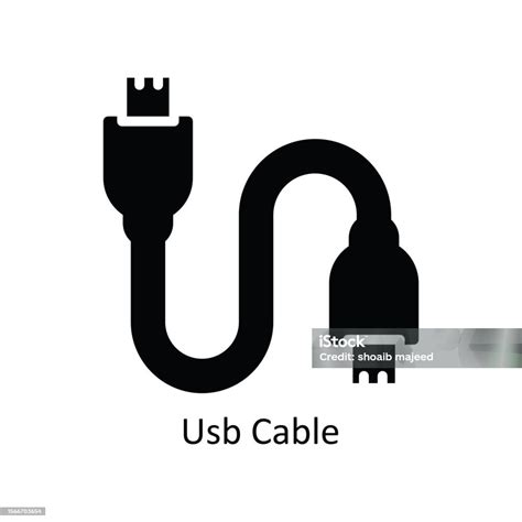 Usbケーブルベクター画像ソリッドアイコンデザインイラスト白い背景にネットワークと通信のシンボル Eps 10 ファイル Usbケーブルの