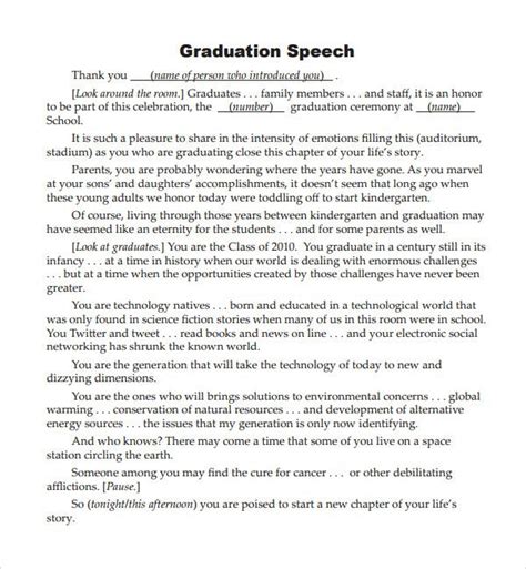 Free 10 Sample Graduation Speech Example Templates In Pdf Ms Word Artofit