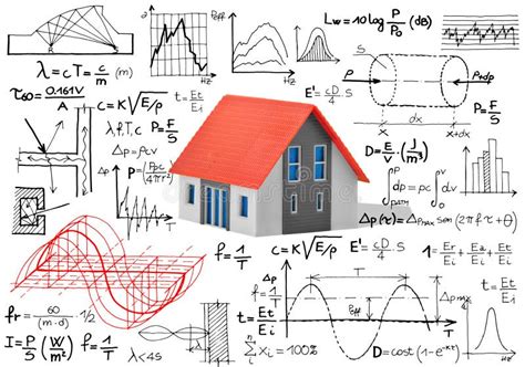 Noise Reduction In Buildings Activity And Construction Industry Concept With Formulas And Home