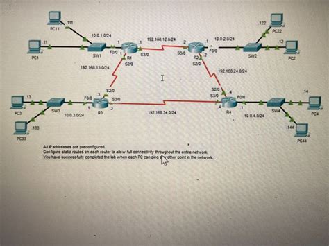 All Ip Addresses Are Preconfigured Configure Static Routes On Each Router To Allow Full