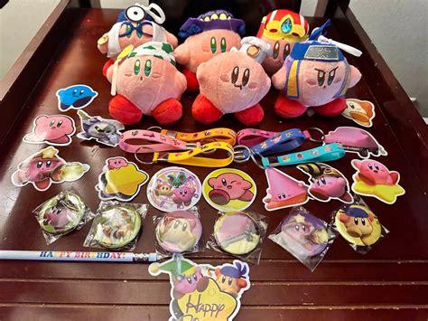 Kirby Birthday Party Bundle Six Kirby Plushies Kirby Party Favors Buttons Stickers Happy