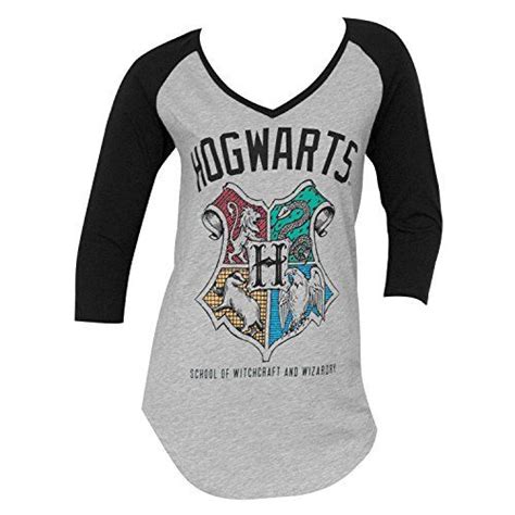 Harry Potter Hogwarts Crest V Neck Raglan