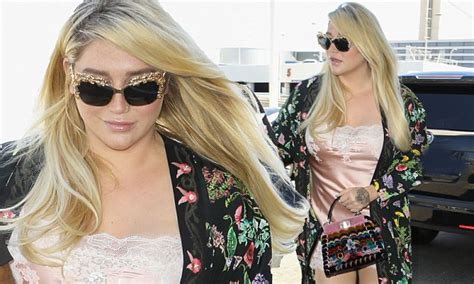 Kesha Flashes The Flesh In Skimpy Pink Slip At Lax Daily Mail Online
