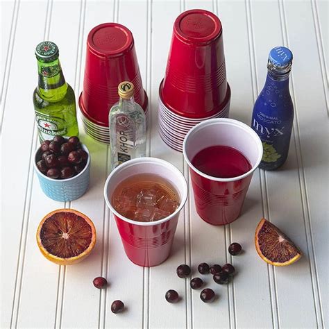 16 Oz Red Party Cups Disposable Drinking Plastic Glasses 16 Ct Ampack