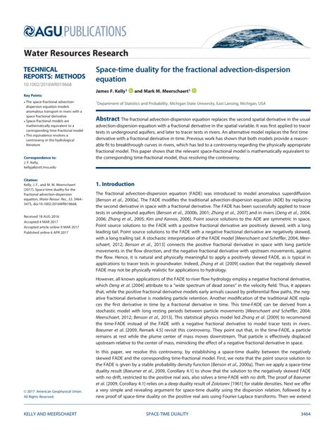 Pdf Space Time Duality For The Fractional Advection Dispersion Equation