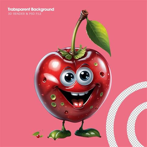 Premium Psd Psd Cute Red Cherry Cartoon
