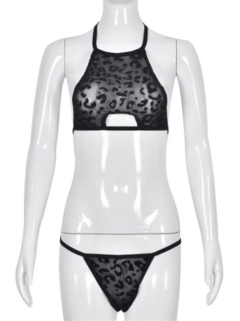 Wholesale Sexy Hollow Out Leopard Print Lingerie Sets Vpm123031ba