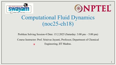 Nptel Computational Fluid Dynamics January 2025 Problem Solving Session Week 4 Youtube