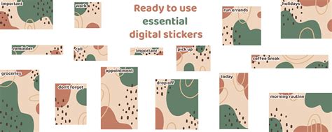 학생 디지털 스티커를 사용할 준비가 되었습니다 불렛 저널링 또는 학생들을 위한 계획을 위한 보헤미안 추상 스티커 벡터 아트 Bullet Journal에 대한 스톡 벡터 아트