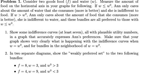 Problem Consider Two Goods Food F And Water Chegg