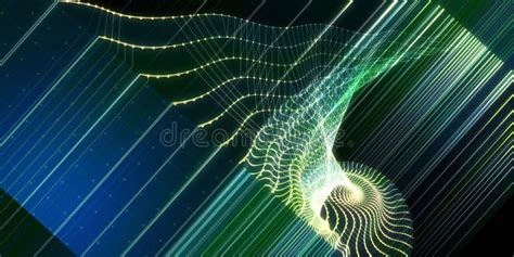 Abstract Background Twisting Grid With Blurred Lines On Dark Big Data