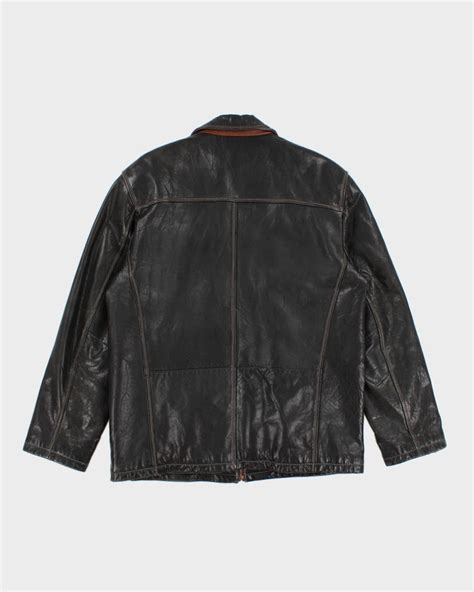 Vintage Mens Danier Black Leather Jacket L Rokit