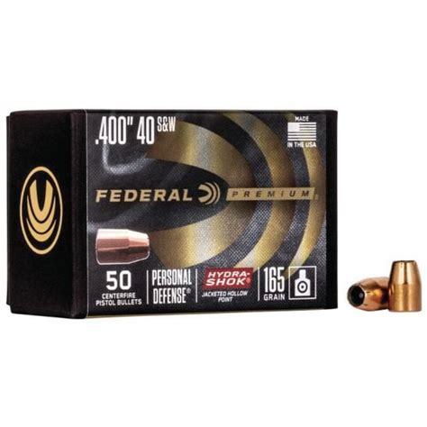 Federal Hydra Shok 40 Sandw10mm 165 Gr Hst Jsp Component Handgun Bullet