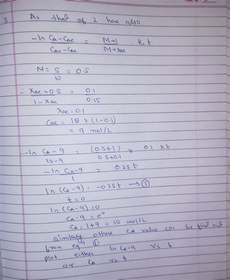 Solved For Each Problem Write The Relevant Design Equation And Plot