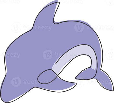 Single Continuous Line Drawing Of Friendly Cute Dolphin For Underwater