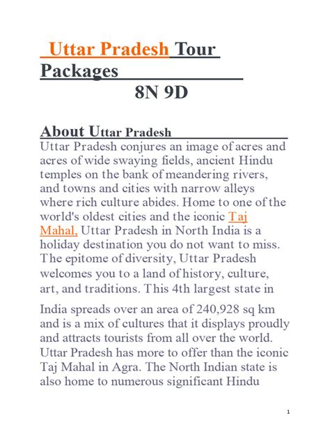 Uttar Pradesh Tour Package Pdf