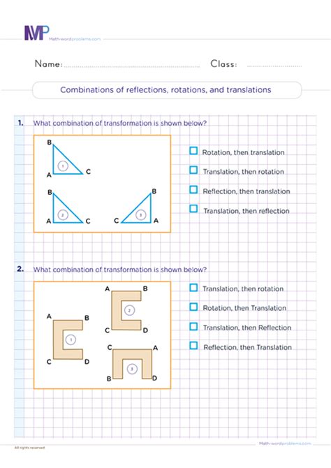 Symmetry And Transformation Worksheets Grade 6
