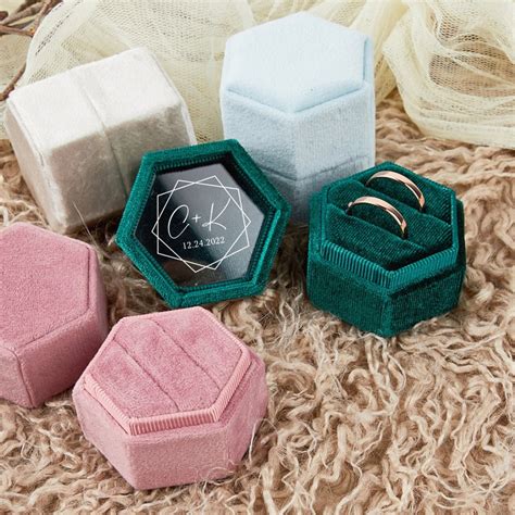 Personalized Velvet Ring Box Wedding Ring Box Engagement Ring Box