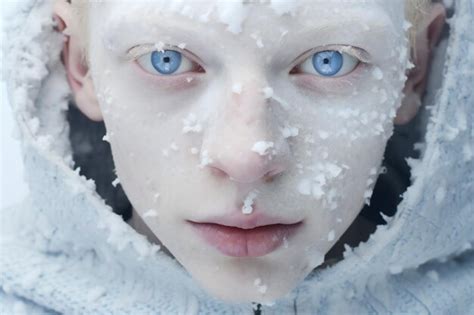 Premium Ai Image Albino Anthropomorphic Person Portrait With Blue