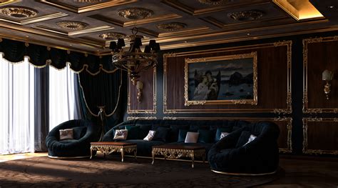 Dark Livingroom 3d Visualizationanddesign Behance