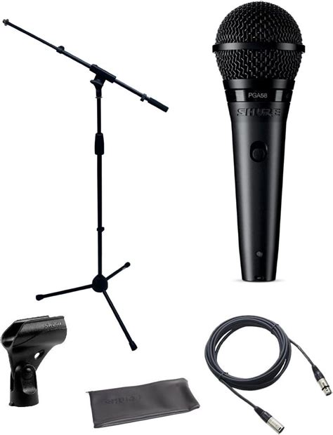 Shure Pga48 Microphone Bundle With Mic Boom Stand And Xlr