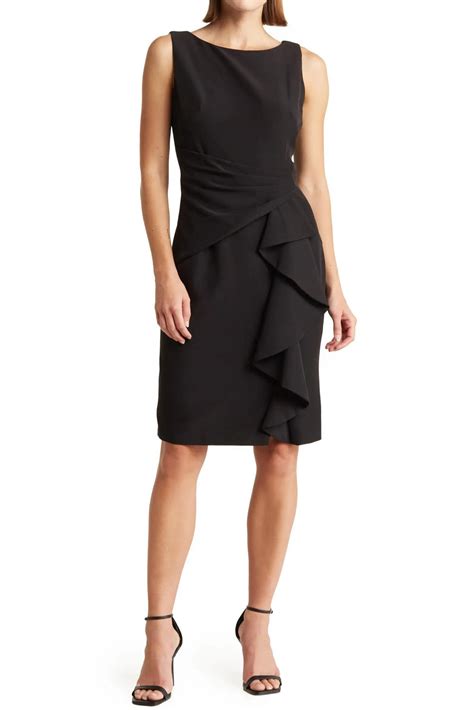 Marina Boat Neck Ruffled Sheath Dress Available At Curated Brands In