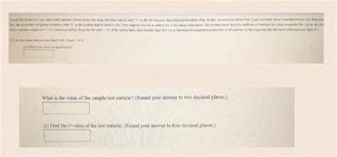Solved What Is The Value Of The Sample Test Statistic