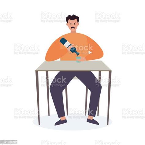 나쁜 습관과 알코올 중독을 가진 남자는 벡터 일러스트레이션 개념에 대한 스톡 벡터 아트 및 기타 이미지 개념 건강하지 못한