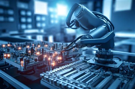 Robotic Arm Assembles Electronic Components On A Circuit Board Ai