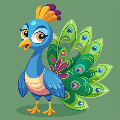 A Colorful Peacock With Peacock Feathers On Its Head And A Drawing Of A