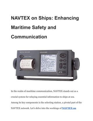 NAVTEX On Ships Enhancing Maritime Safety And Communication Pdf