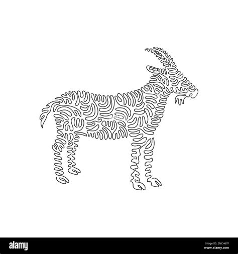 Continuous Curve Line Drawing Goats Are Raised On Farms Single Line