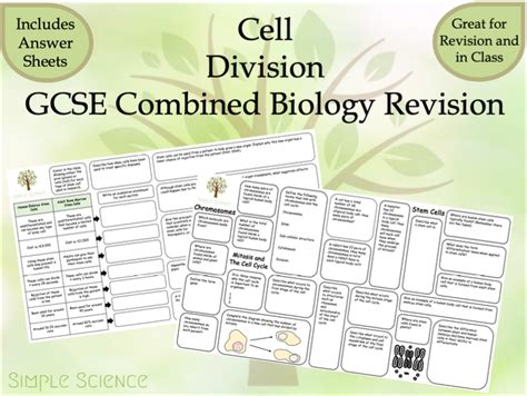 Cell Division Revision Mats Aqa Combined Biology Gcse Teaching