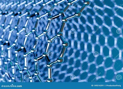 Graphene Molecular Nano Technology Structure On A Blue Background 3d