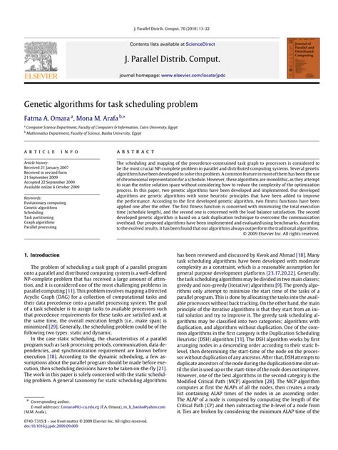 Pdf Genetic Algorithms For Task Scheduling Problem