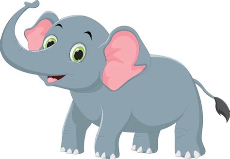 Lindo Elefante De Dibujos Animados Vector Premium