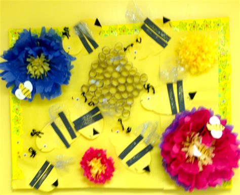 Bee Hive From Paper Rolls Paper Bees And Tissue Paper Flowers