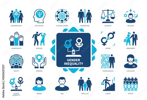 Gender Inequality Icon Set Discrimination Segregation Feminism