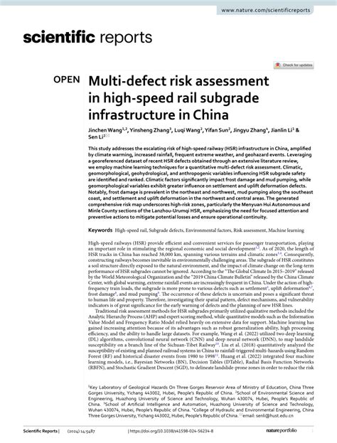 Pdf Multi Defect Risk Assessment In High Speed Rail Subgrade Infrastructure In China