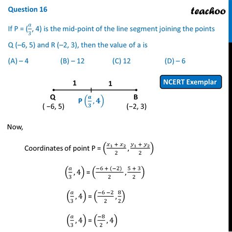 Mcq Ncert Exemplar If P A3 4 Is Mid Point Of Line Segment