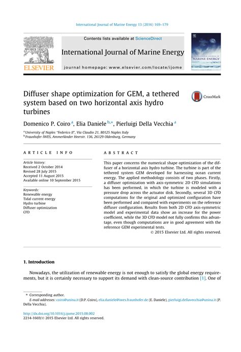 pdf diffuser shape optimization for gem a tethered system based on