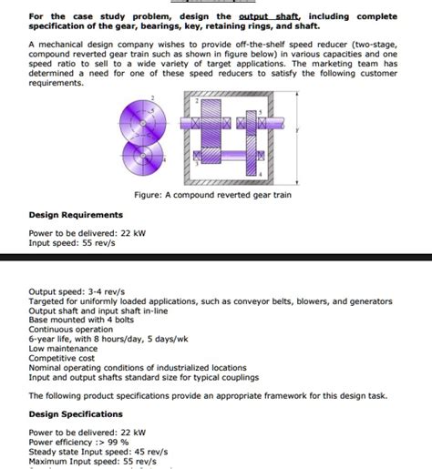 Solved For The Case Study Problem Design The Output Shaft Including