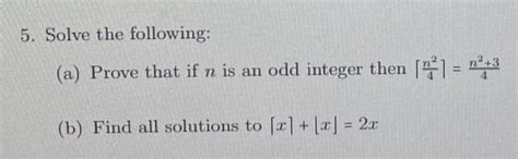 solved 5 solve the following a prove that if n is an odd