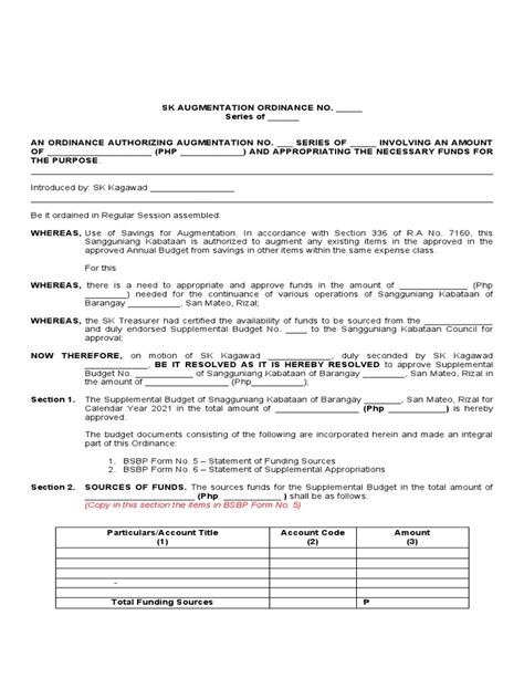 Template Ordinance Augmentation Pdf Government Justice